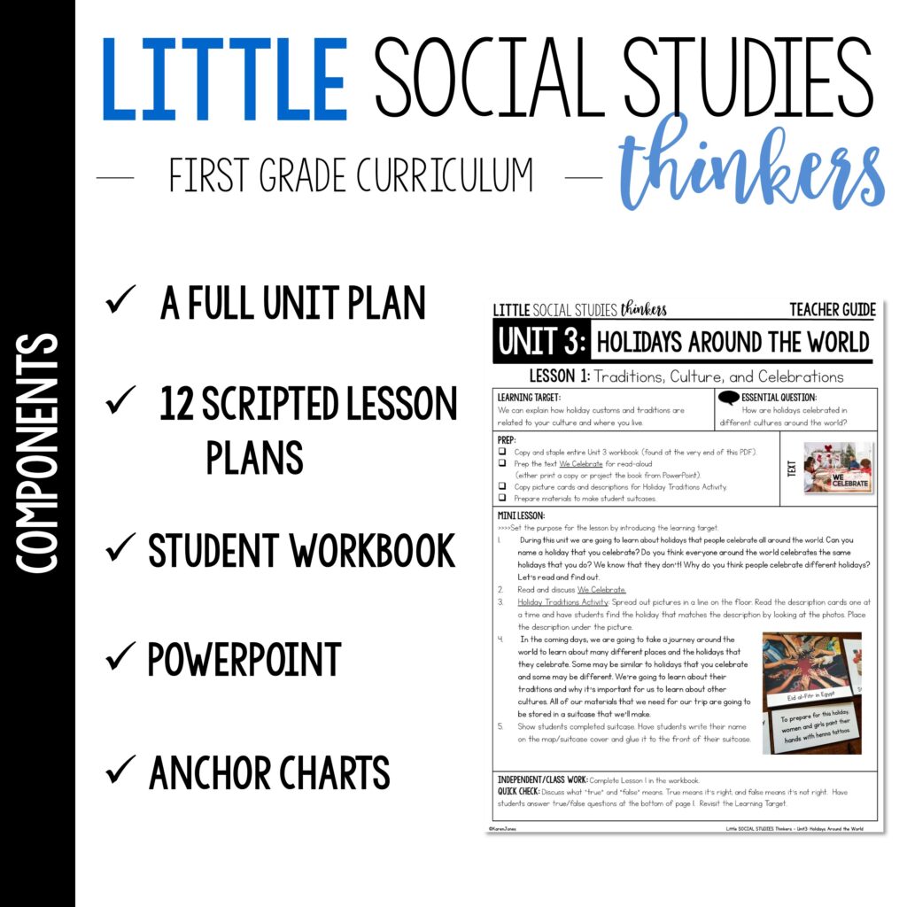 Little 1st Grade SOCIAL STUDIES Thinkers {UNIT 3: Holidays Around the ...