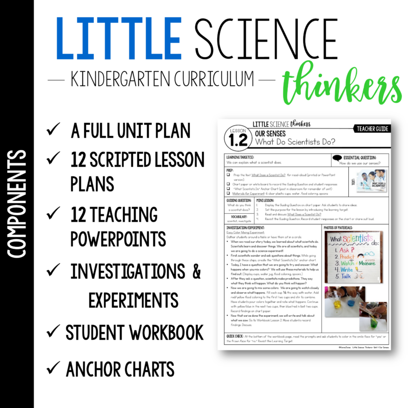 Little Kindergarten Science Thinkers {UNIT 1: Our Senses} - Mrs Jones's ...