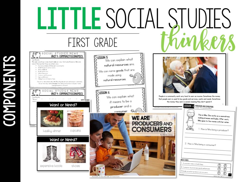 Little 1st Grade SOCIAL STUDIES Thinkers {UNIT 4: Community Economics ...